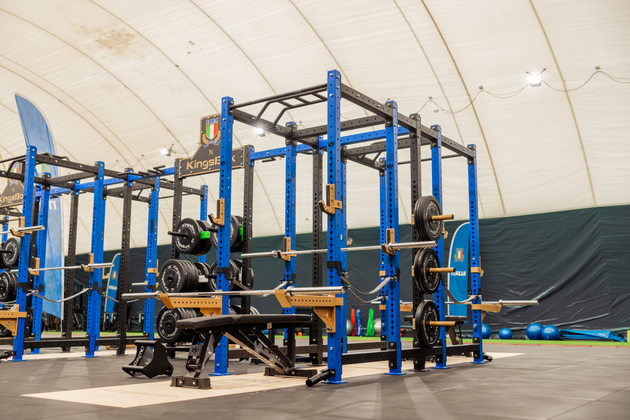 A strength camp gym for the Italian national Rugby team.