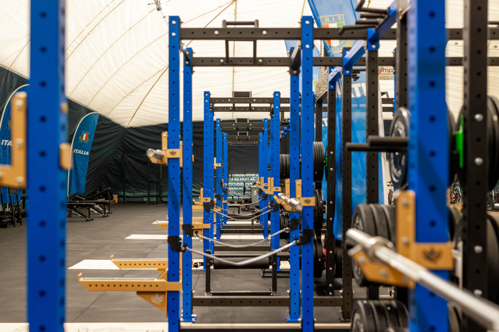 A strength camp gym for the Italian national Rugby team.