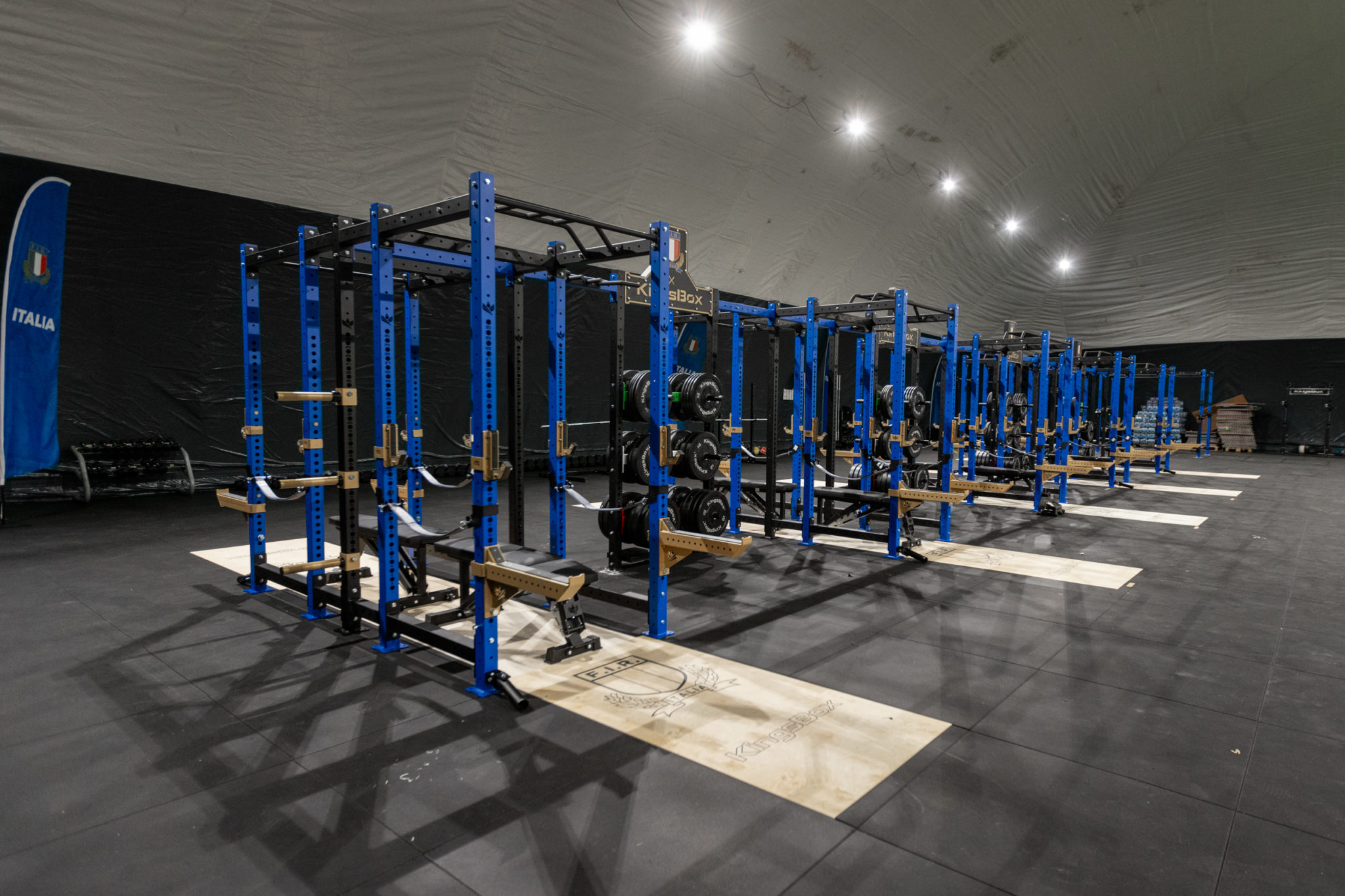 A strength camp gym for the Italian national Rugby team.
